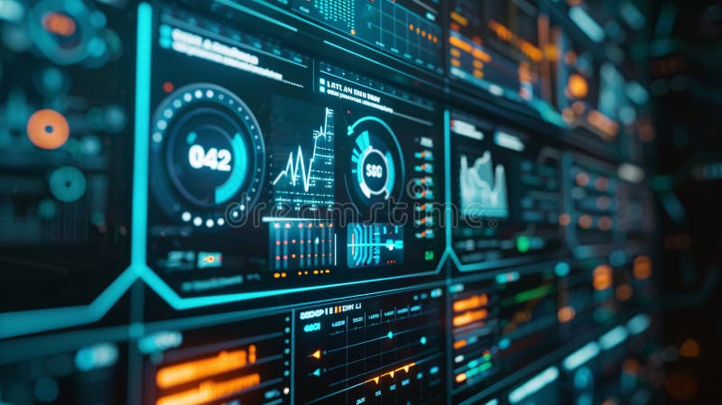 AI System Interface Analyzing Complex Data. Making Autonomous Decisions for Smart Actions Stock ...