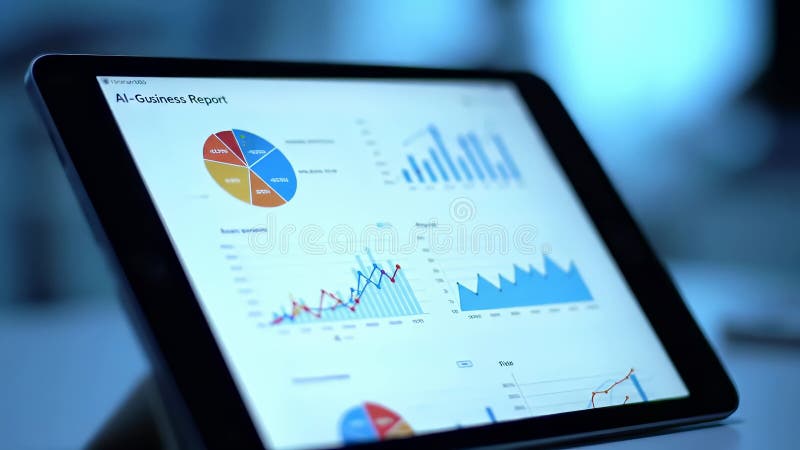 AI Tablet Showing Interactive Business Report Stock Footage - Video of ...