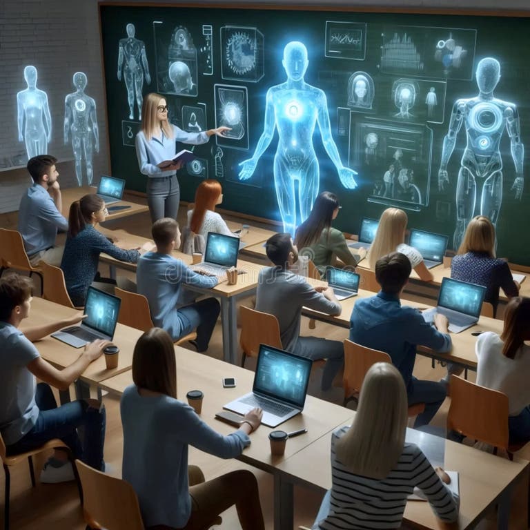 Ai Teacher with Students, Ai Generated Image Stock Illustration ...
