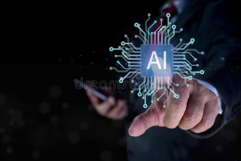 Ai Tech Businessman Finger Pointing Ai Computing With Neural Engine Cpu Artificial