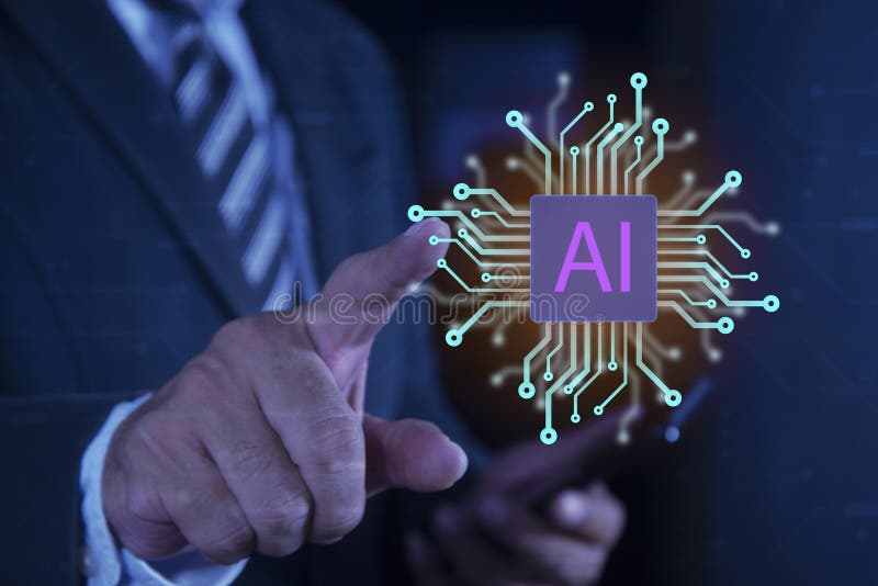 Ai Tech, Businessman Finger Pointing AI Computing with Neural Engine ...