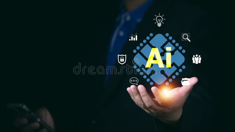 Ai Tech, Businessman Show Virtual Graphic Global Internet Connect AI ...