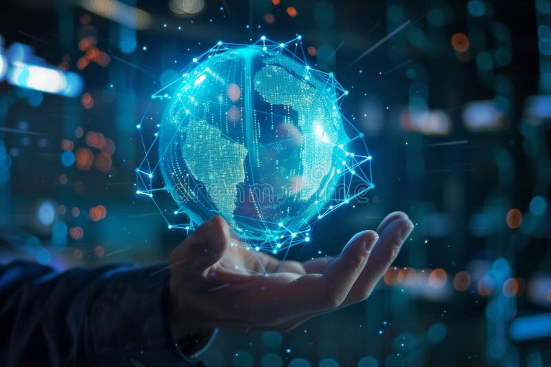 Ai Tech, Businessman Showing Virtual Graphic Global Internet Connect ...