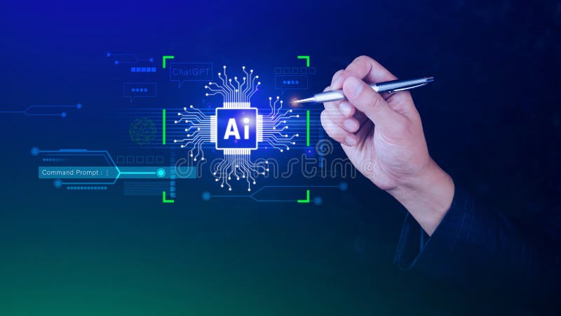 Ai Tech, Businessman Using Virtual Graphic Global Internet Connect Chatgpt Chat with AI ...