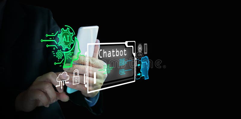 AI Tech. Chat Bot, Chat with Ai. Virtual Graphic of a Chatbot on a ...