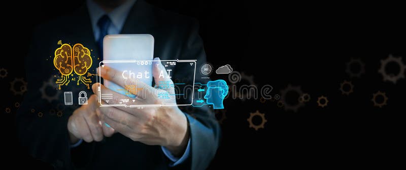 AI Tech. Chat Bot, Chat with Ai. Virtual Graphic of a Chatbot on a ...