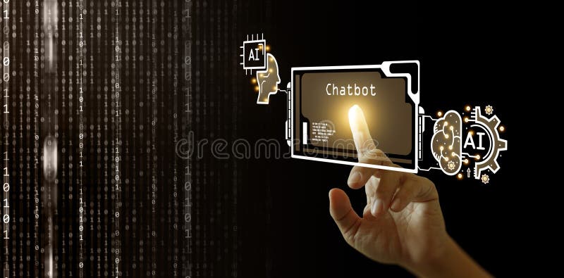 AI Tech. Chat Bot, Chat with Ai. Virtual Graphic of a Chatbot on a ...