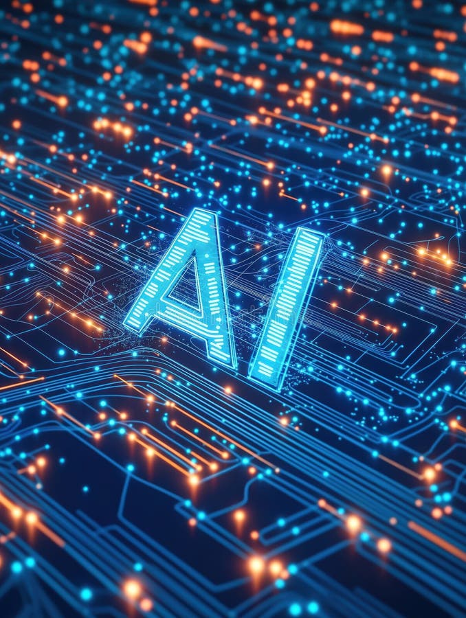 AI Tech Concept Shows Cyberspace with Big Data Transfer. Network ...