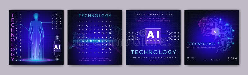 AI Tech Poster. Chip Processor Future Technology. Artificial ...