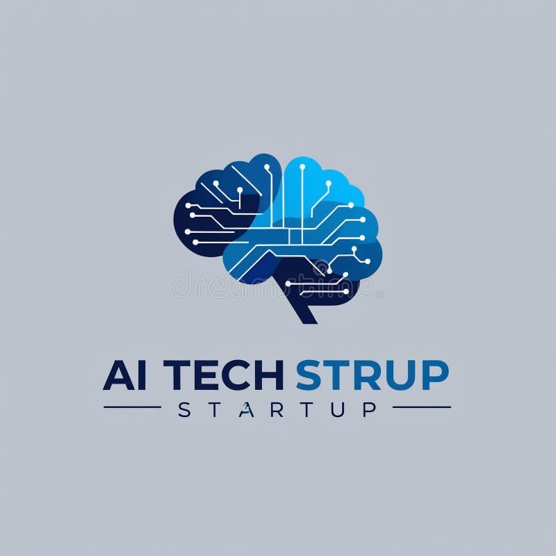 AI Tech Startup Logo Design with Brain and Circuit Pattern Stock ...