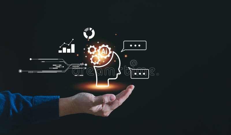 Ai Technology, Artificial Intelligence Concept. Businessman Hold and ...