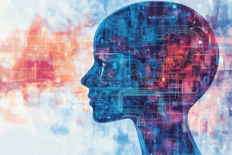 Futuristic Digital Human Profile Tech Circuitry Background Stock Photos ...