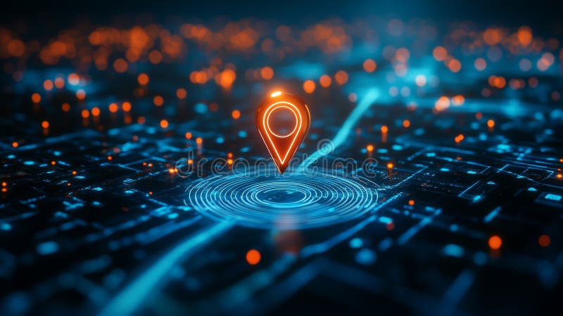 AI Technology Background with Futuristic Map Pin Location Stock ...