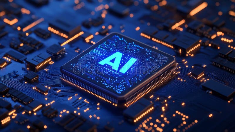 Ai Technology Circuit Board with Glowing Chipset Design Stock ...