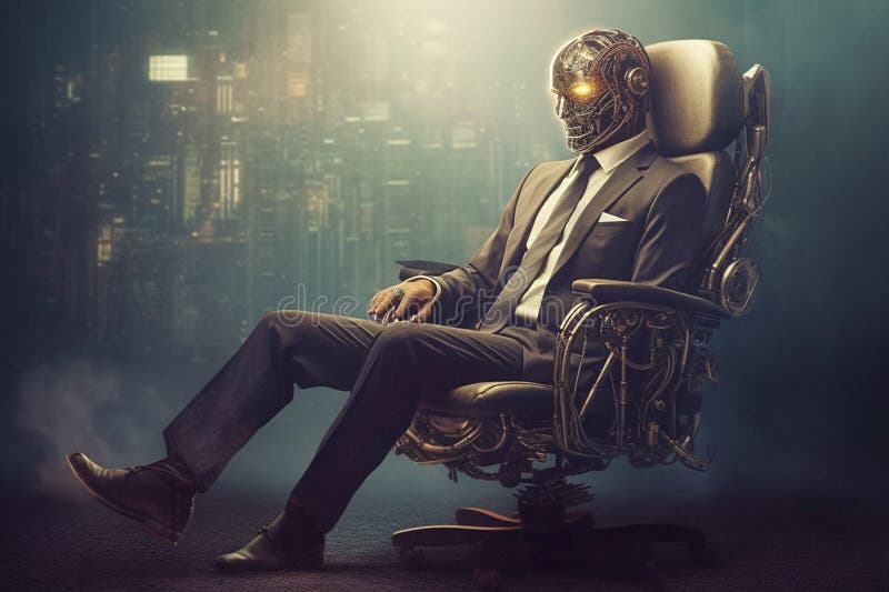 AI Technology in Competition with Human Resource, Businessman Manpower ...