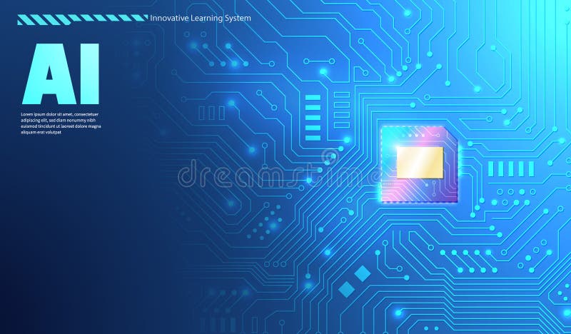 AI Technology Concept Chipset on Circuit Board in Futuristic Style ...