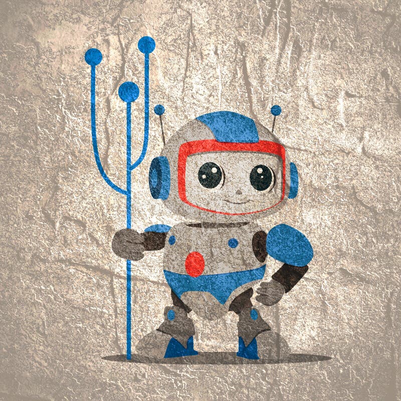 AI Technology Concept with Cute Robot Character. Artificial ...