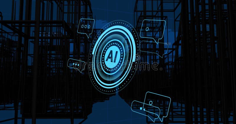 AI Technology Concept with Digital Chat Icons and Futuristic Interface ...
