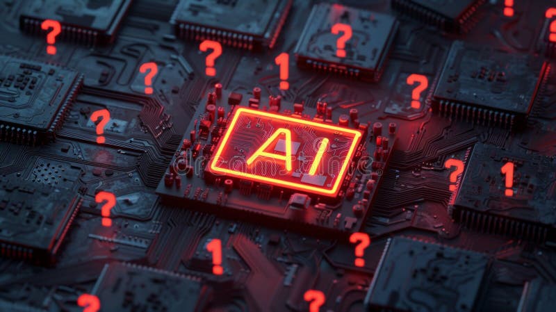 AI Technology Concept with Question Marks on Circuit Board Stock Photo ...