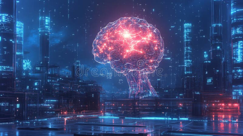 AI Technology Constructs Adaptable Algorithms in a Futuristic Digital Landscape Stock Photo ...