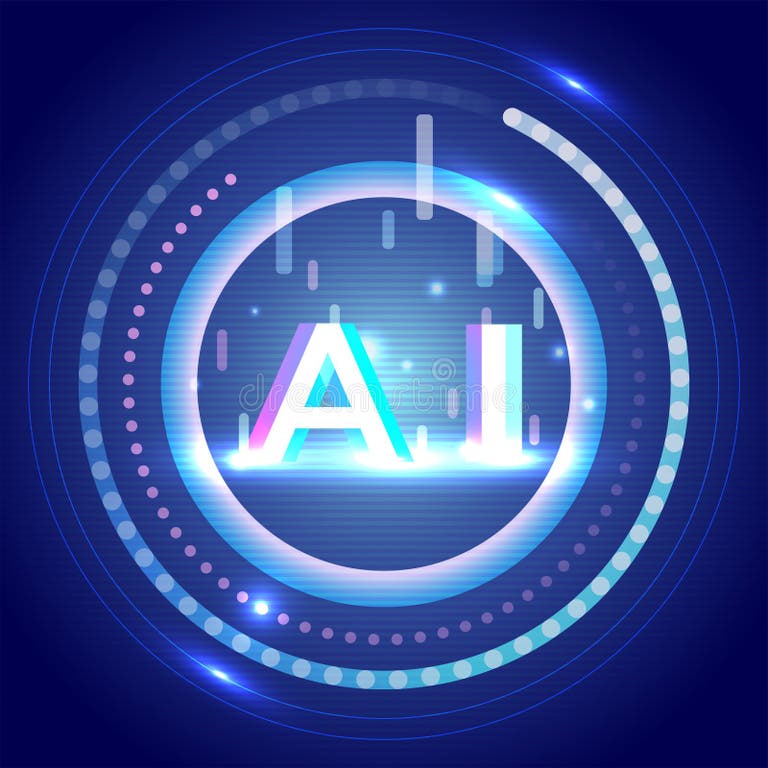 AI Technology Design Showing Glowing Letters with Digital Effects and ...