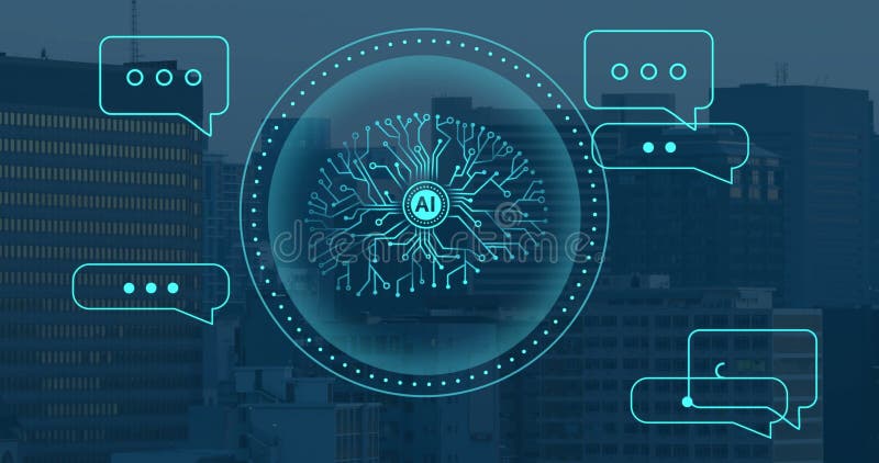 AI Technology with Digital Chat Bubbles, Representing Communication ...