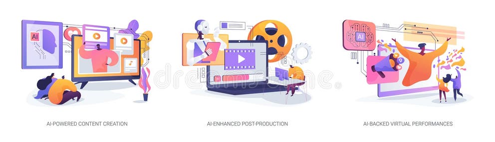 AI Technology in Entertainment Abstract Concept Vector Illustrations ...