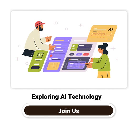 AI Technology Exploration People Interacting Digital Interface Colorful ...