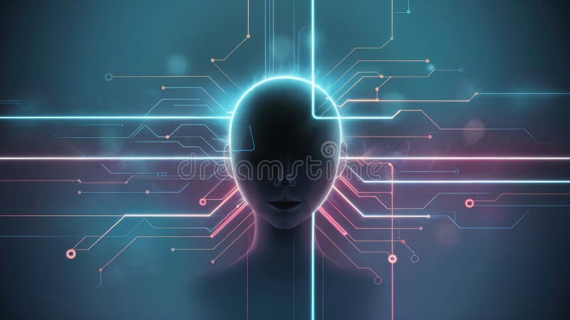 AI Technology, Futuristic Head with Circuitry and High Quality Image ...