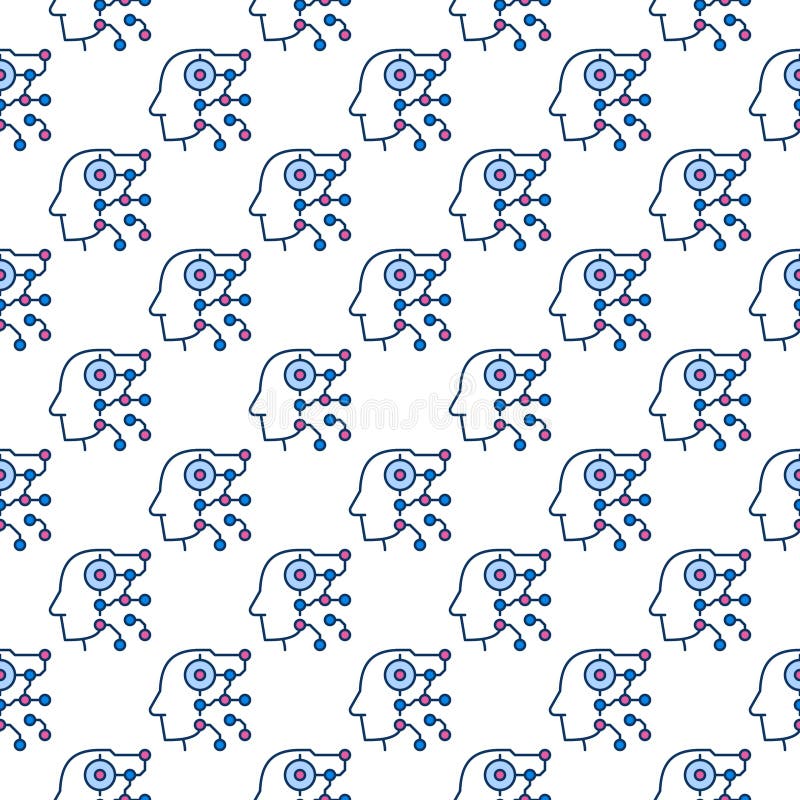 AI Technology Head Vector Colored Seamless Pattern Stock Illustration ...