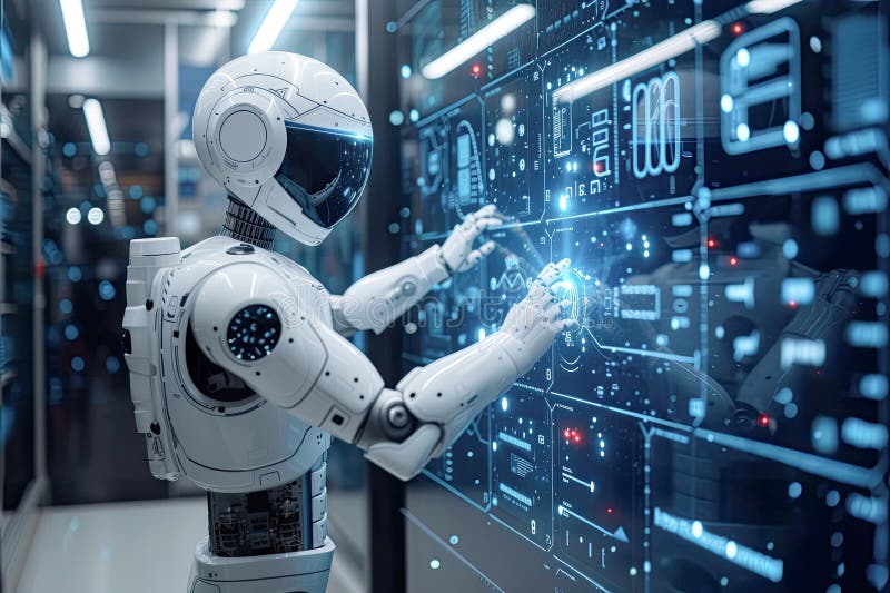 AI Technology Humanoid Robot Touch Screen UI Technology AI Interface ...