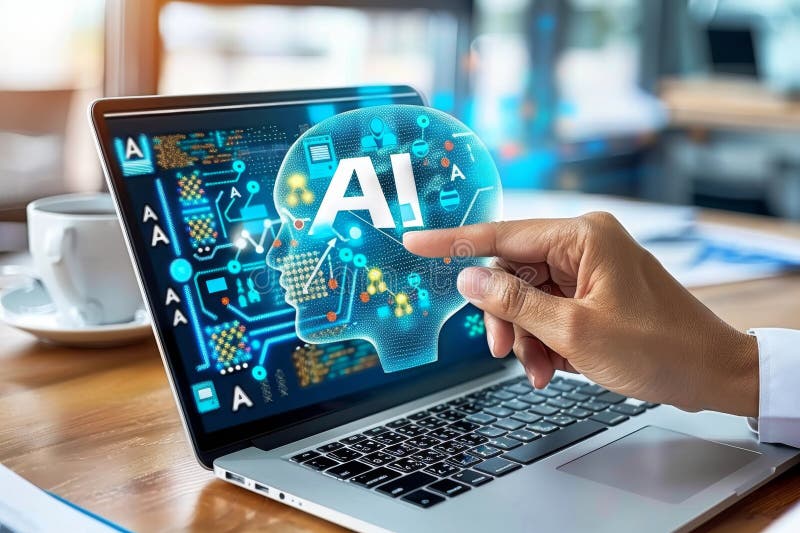 AI Technology Integrated into a Digital Interface on a Laptop Screen ...