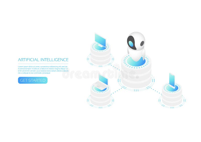 Ai technology isometric stock illustration. Illustration of knowledge - 168970738
