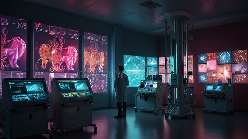 Ai Technology Laboratory Machine Big Display Stock Illustration ...