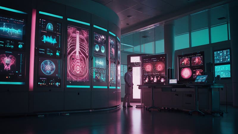 Ai Technology Laboratory Machine Big Display Stock Illustration ...