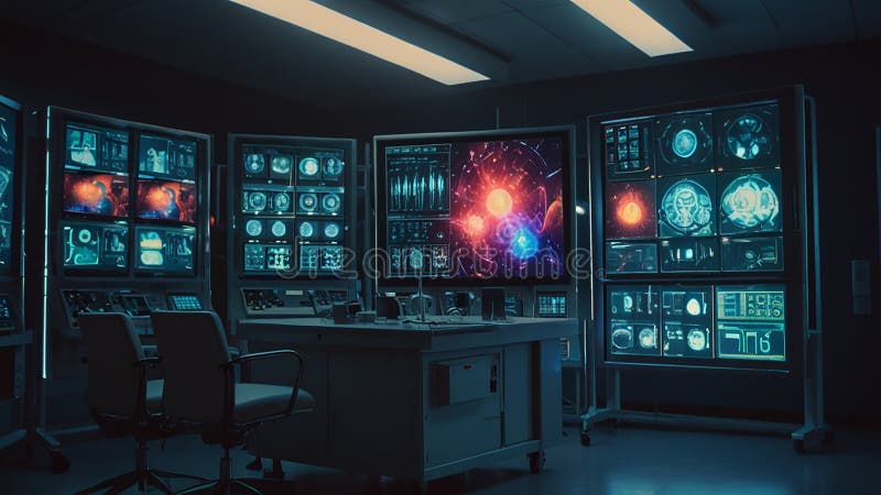 Ai Technology Laboratory Machine Big Display Stock Illustration ...