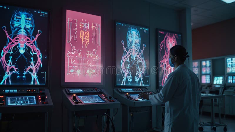 Ai Technology Laboratory Machine Big Display Stock Illustration ...