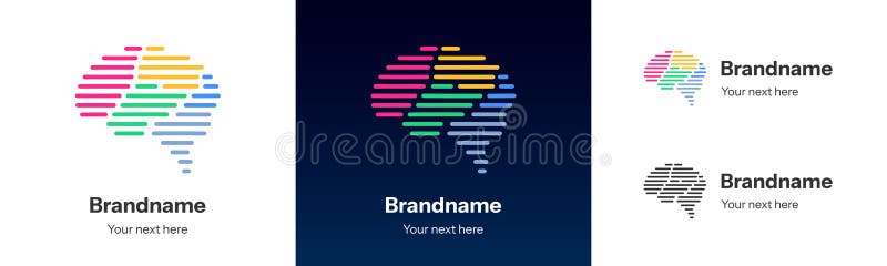 AI Technology Logo. Futuristic Brain with Colorful Data Lines ...