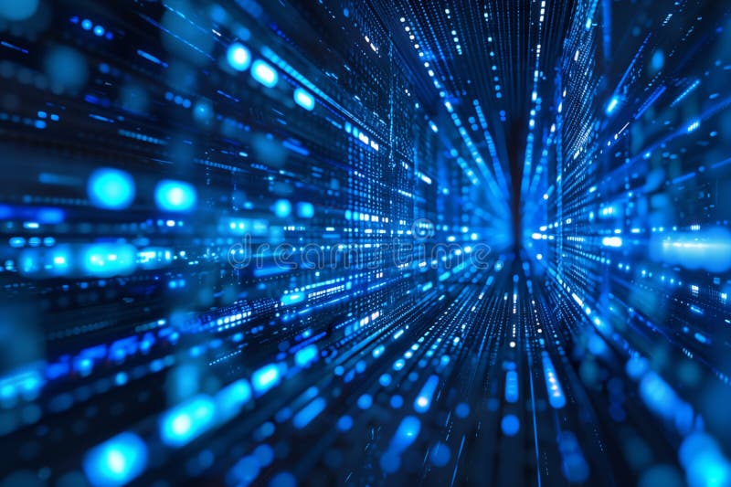 AI Technology. Machine Deep Learning. Blue Technology Data Wavy Lines ...