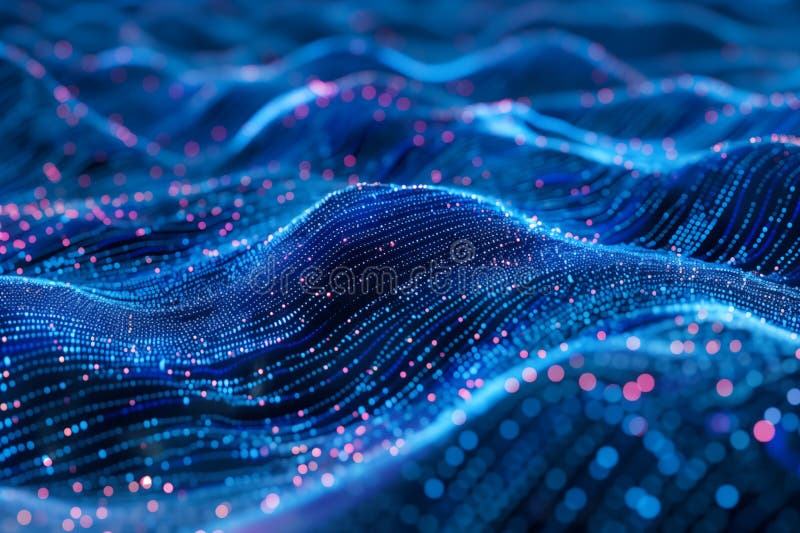 AI Technology. Machine Deep Learning. Blue Technology Data Wavy Lines ...