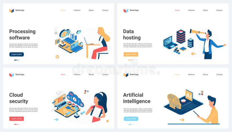 AI Technology, Machine Integration in Business and Education Set ... AI Technology, Machine Integration in Business and Education Set ...