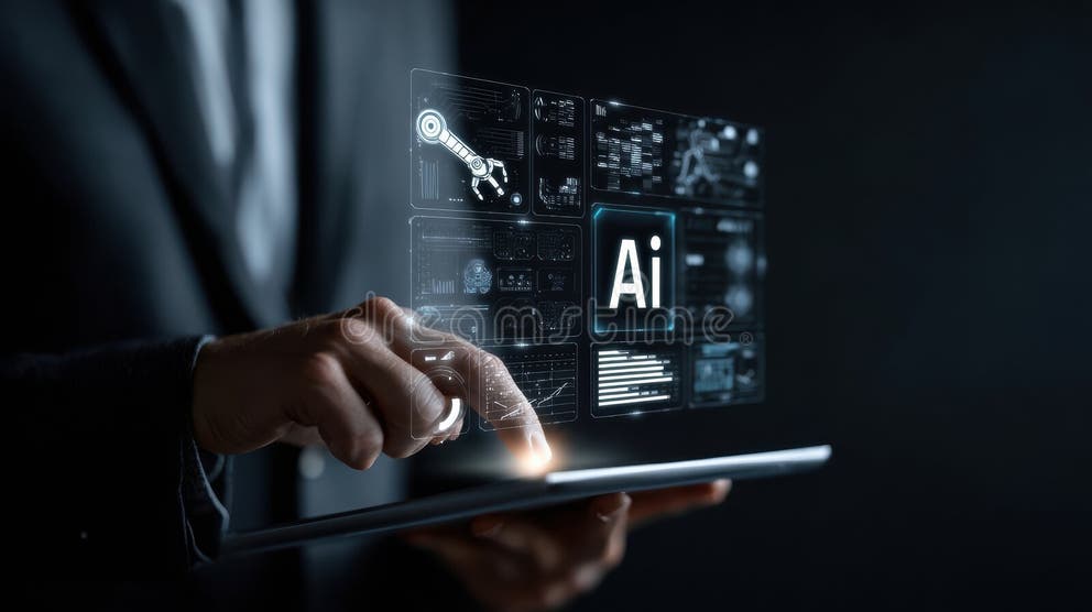 AI Technology Revolutionizing Industries with Artificial Intelligence Stock Illustration ...