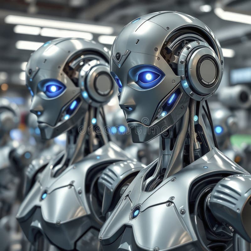 AI Technology Robots in Cutting-Edge Unit Stock Illustration ...