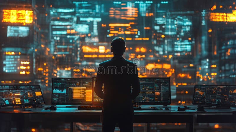 AI Technology Streamlining Administrative Tasks in a Futuristic Office ...