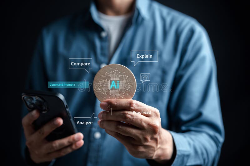 Chat GPT Chat with AI Artificial Intelligence. Businessman Using ...