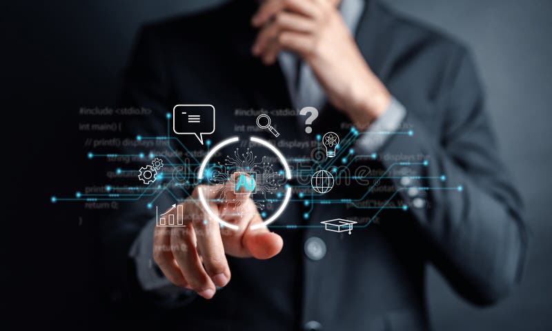 Ai Technology System. Businessman Using Chat Bot Intelligence Ai Stock ...