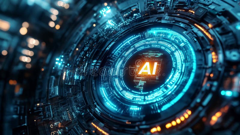 AI Technology System with Glowing Data and Intelligent Design Stock ...