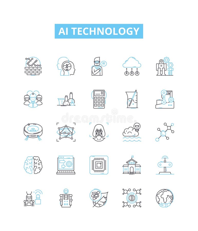Artificial Intelligence and Robot Technology Vector Line Icons Set. AI, Robot, Technology ...