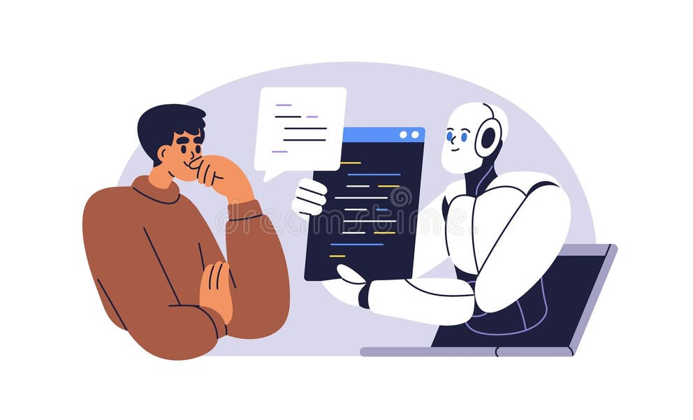 AI Technology, Virtual Assistant Helping. Automated Support and Problem-solving Stock Vector ...