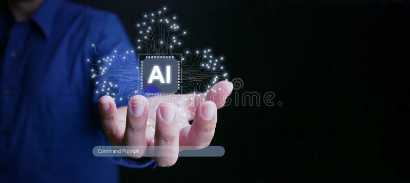 Ai Technology. Writing a Command Prompt To Generate Outcomes Stock ...